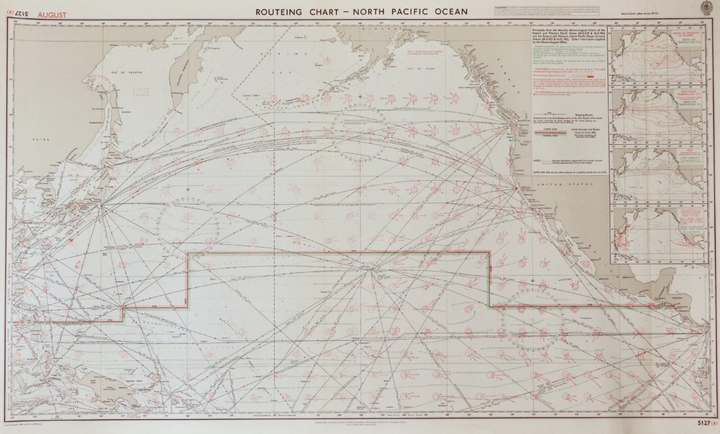 66 / Routeing Chart - North Pacific Ocean (August) - Un Trésor à la Carte